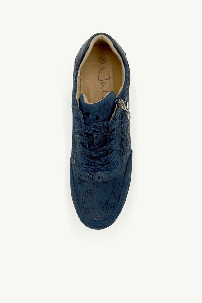 Nina Leather Sneaker - Navy Snake – Kikuti Couture Shop